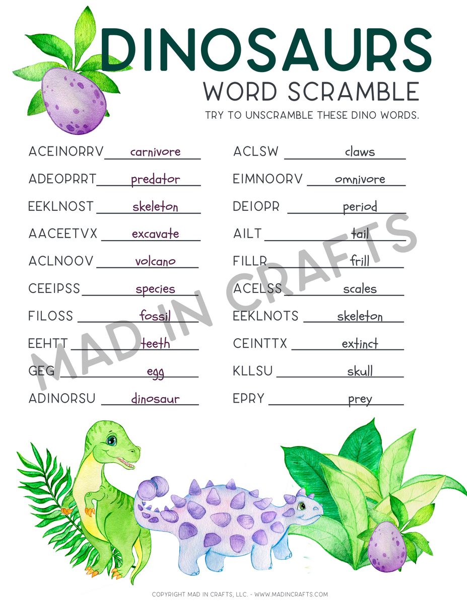 Dinosaur Activity Printable Bundle – Mad in Crafts