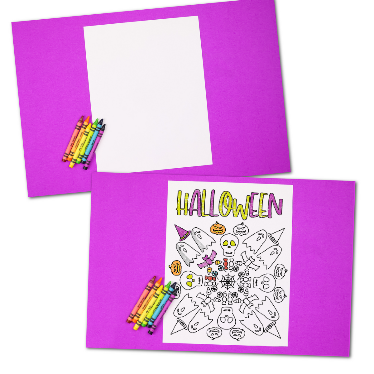 6 Coloring Page Mockups with Crayons – Mad in Crafts