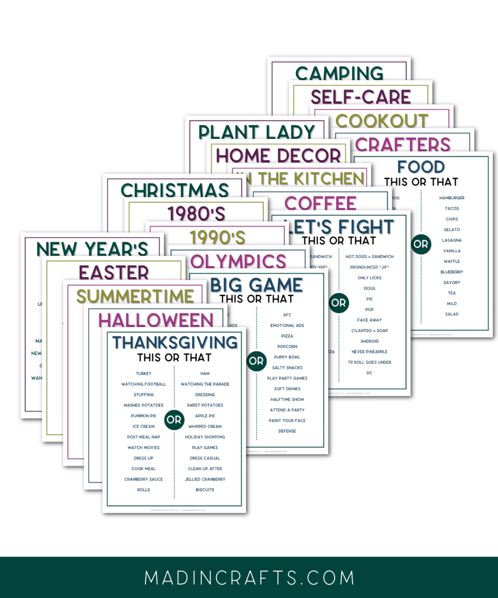 20 This or That Games Printable Bundle – Mad in Crafts