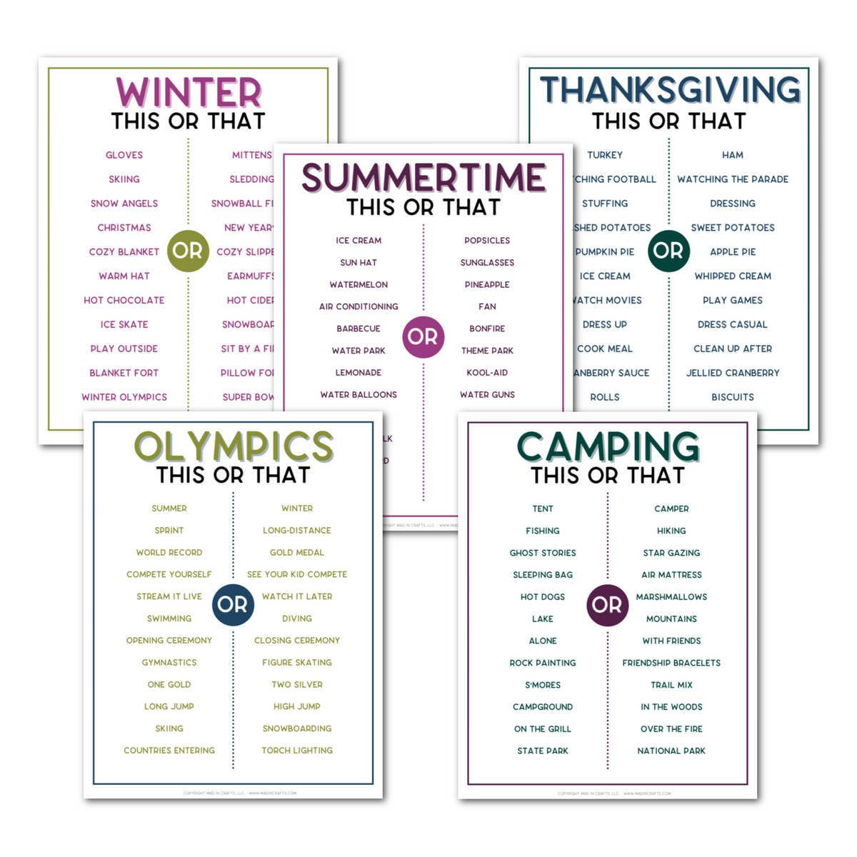 10 This or That Games for KIDS Printable Bundle – Mad in Crafts