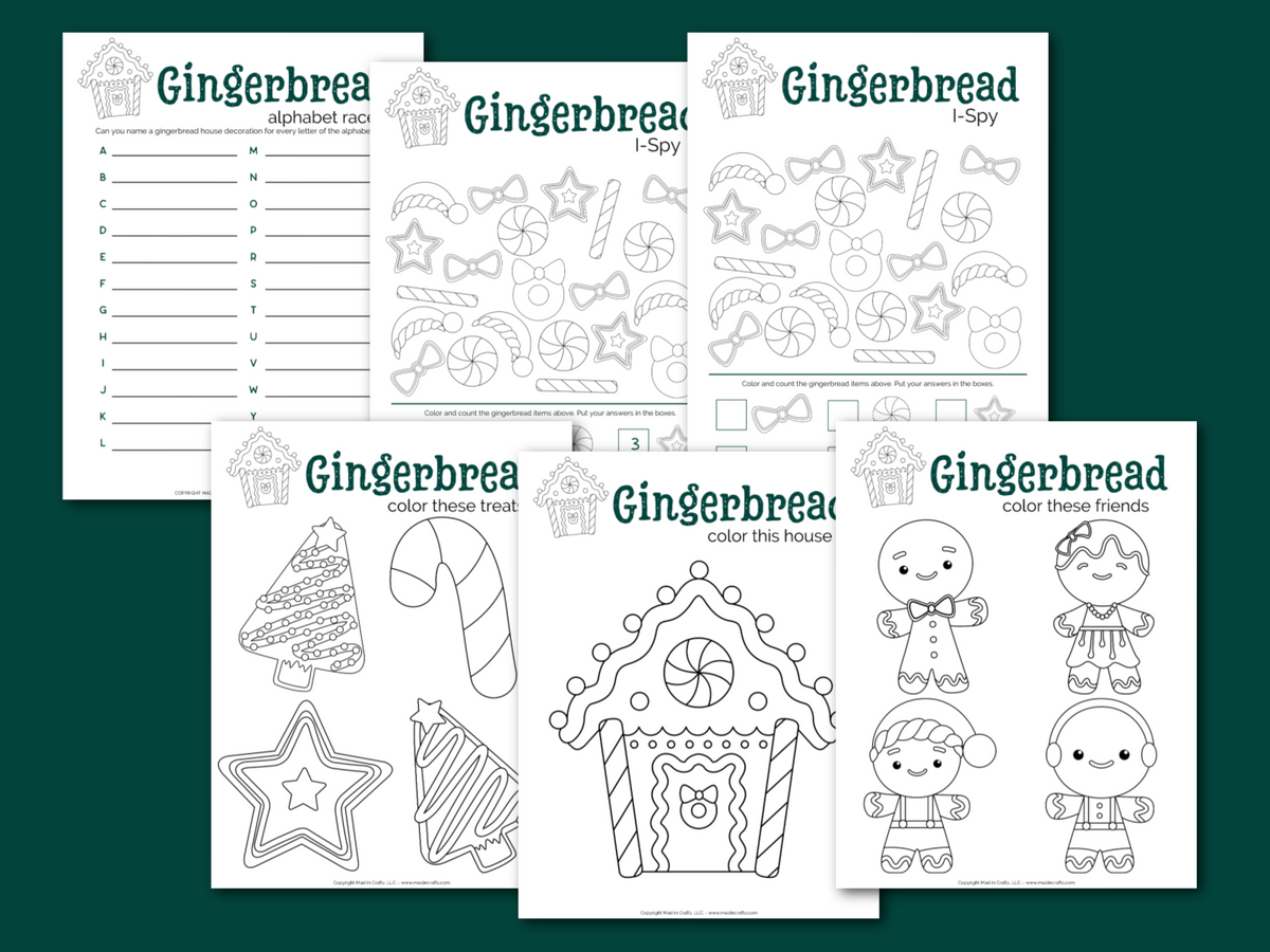 Printable Gingerbread Activity Bundle – Mad in Crafts