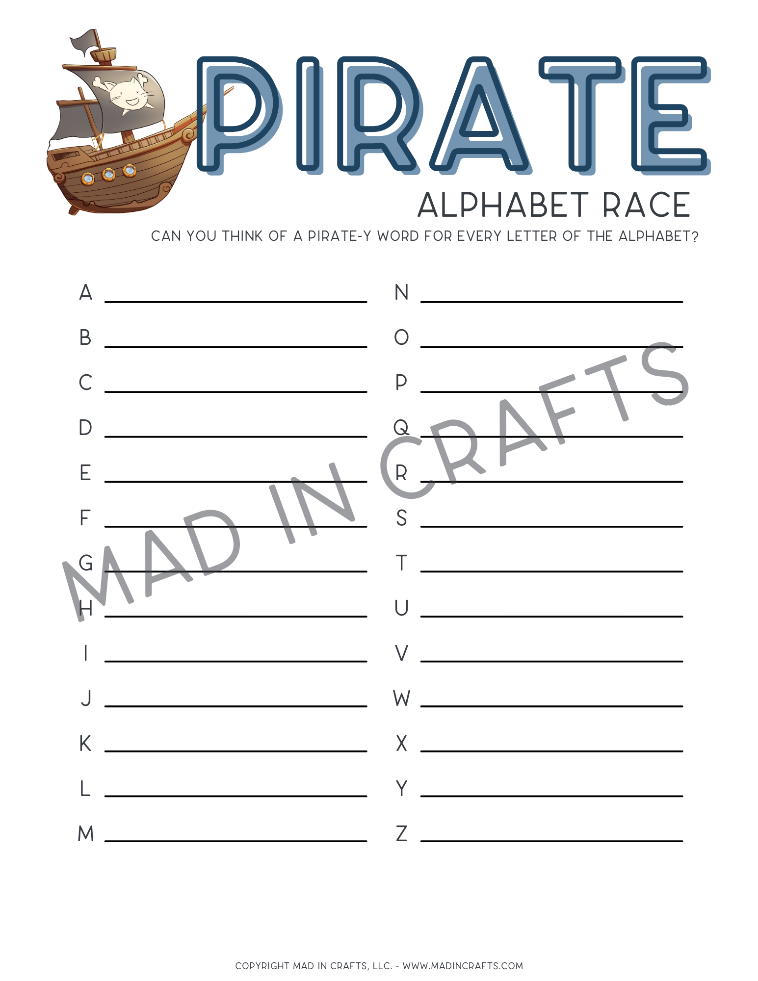 Pirate Activity Printable Bundle – Mad in Crafts