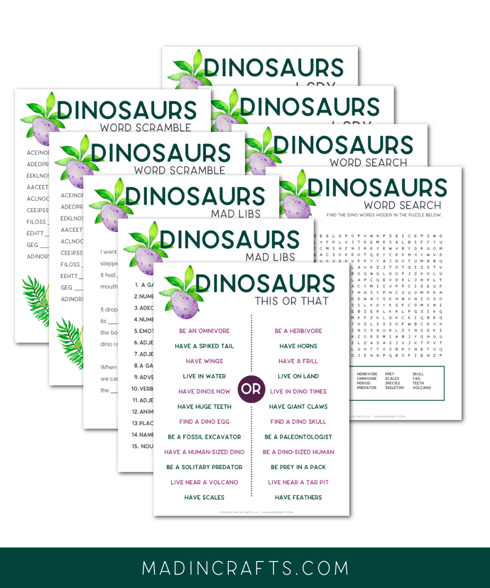Dinosaur Activity Printable Bundle – Mad in Crafts