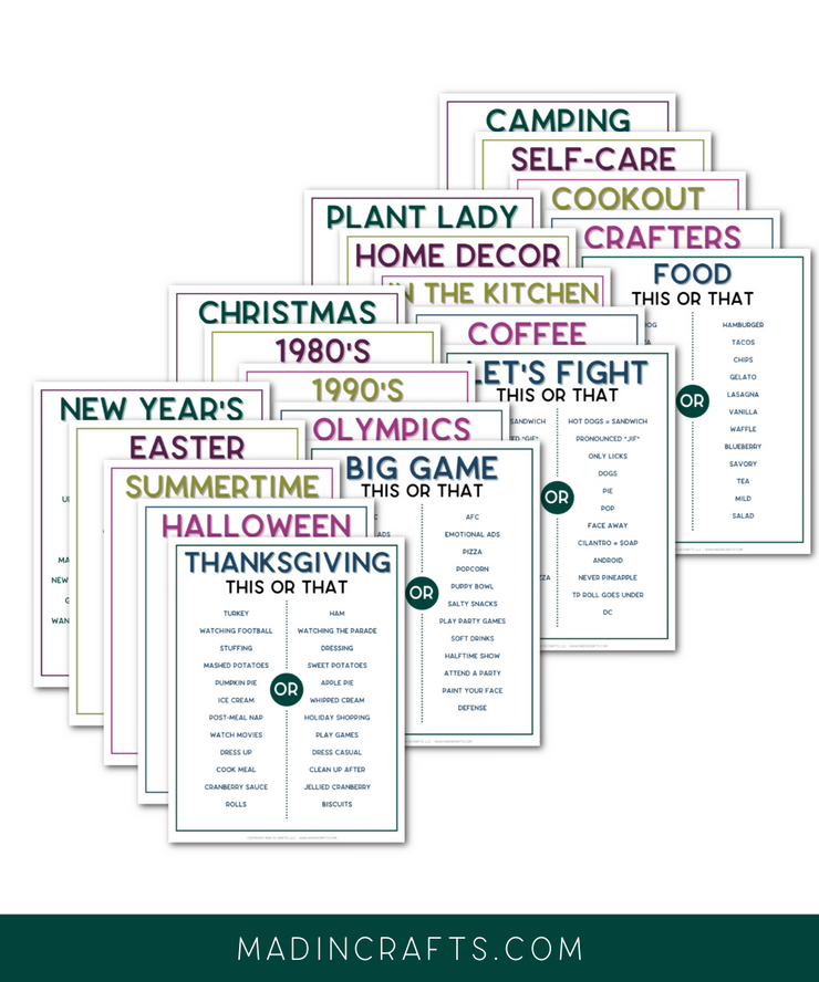 20 This or That Games Printable Bundle – Mad in Crafts