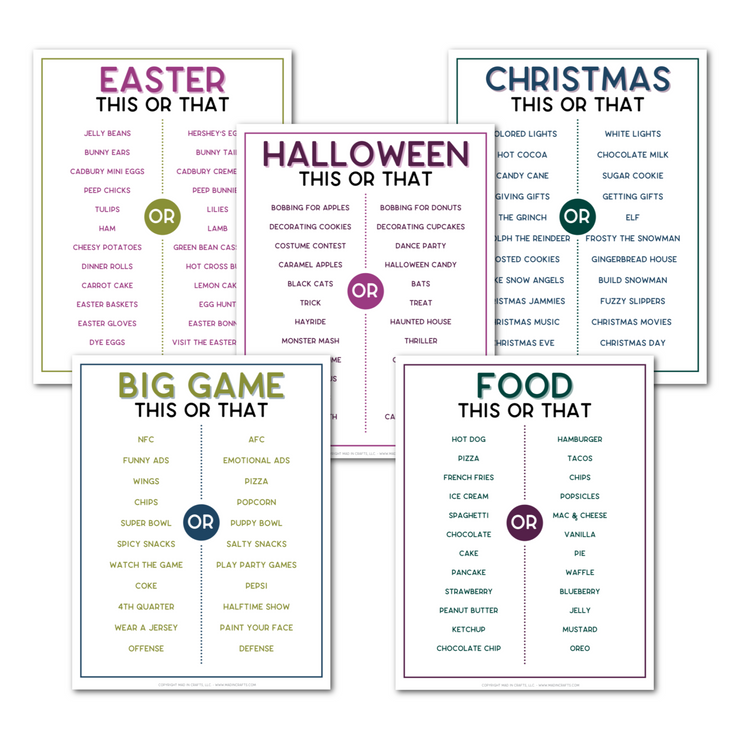10 This or That Games for KIDS Printable Bundle – Mad in Crafts