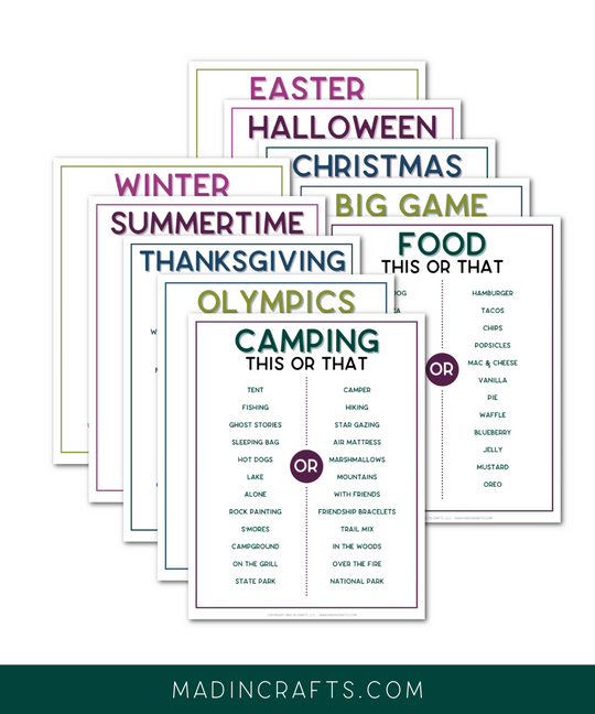 10 This or That Games for KIDS Printable Bundle – Mad in Crafts